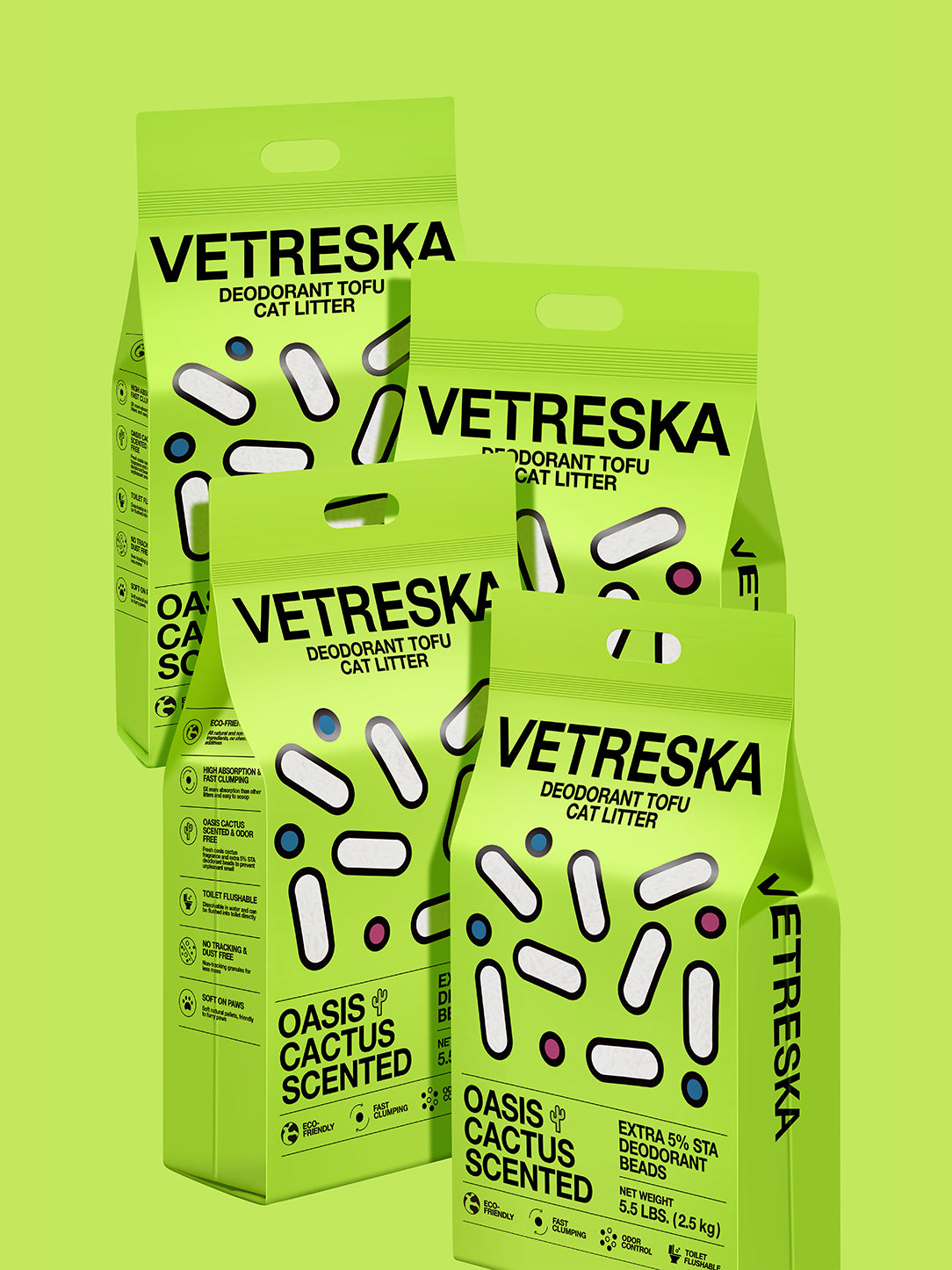 Shop VETRESKA | Oasis Cactus Scented Deodorant Tofu Cat Litter*4 Value Packs – VETRESKA Official