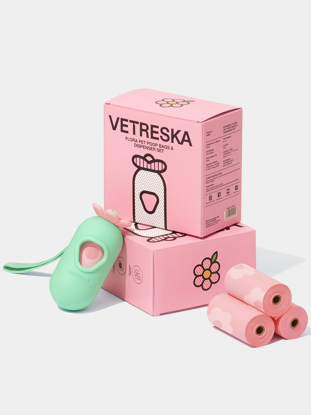 Shop VETRESKA | Flora Pet Poop Bags & Dispenser Set (1 Dispenser + 7 Rolls)